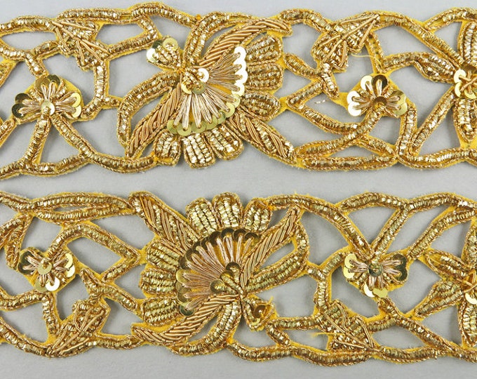 Vintage Trim Metallic Gold Trim Sequin Trim Sewing Notions Sewing ...