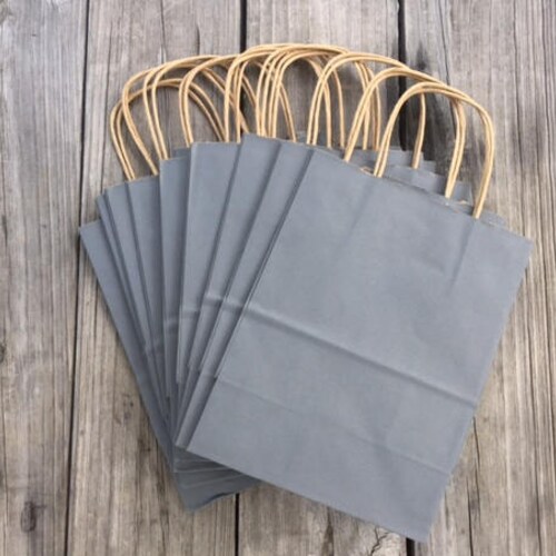 50 Pack Gray Gift Bags/wedding Welcome Bags - Etsy
