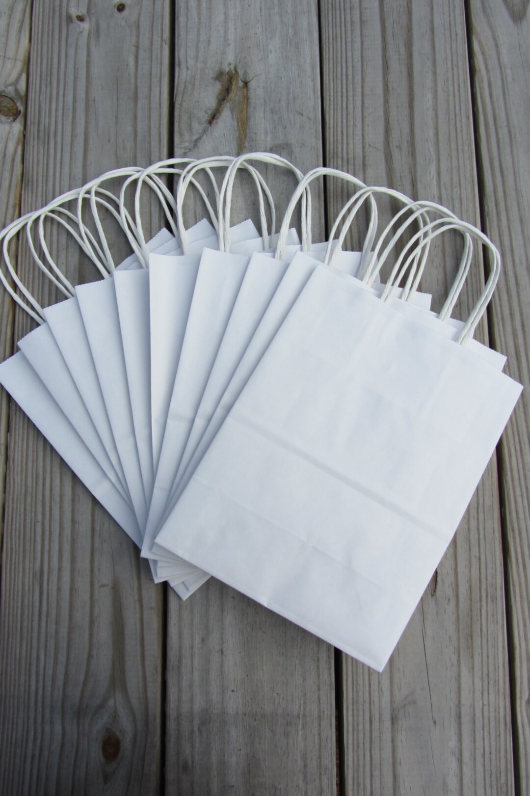20 Pack - White Kraft Paper Handle Bags (8 X 4 X 10) - Etsy