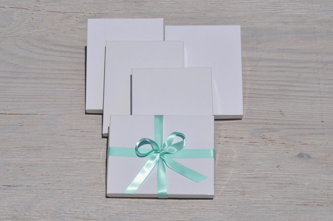 10 White Gloss 7x5x1.25 Gift Jewelry Necklace Boxes With Cotton Fill ...