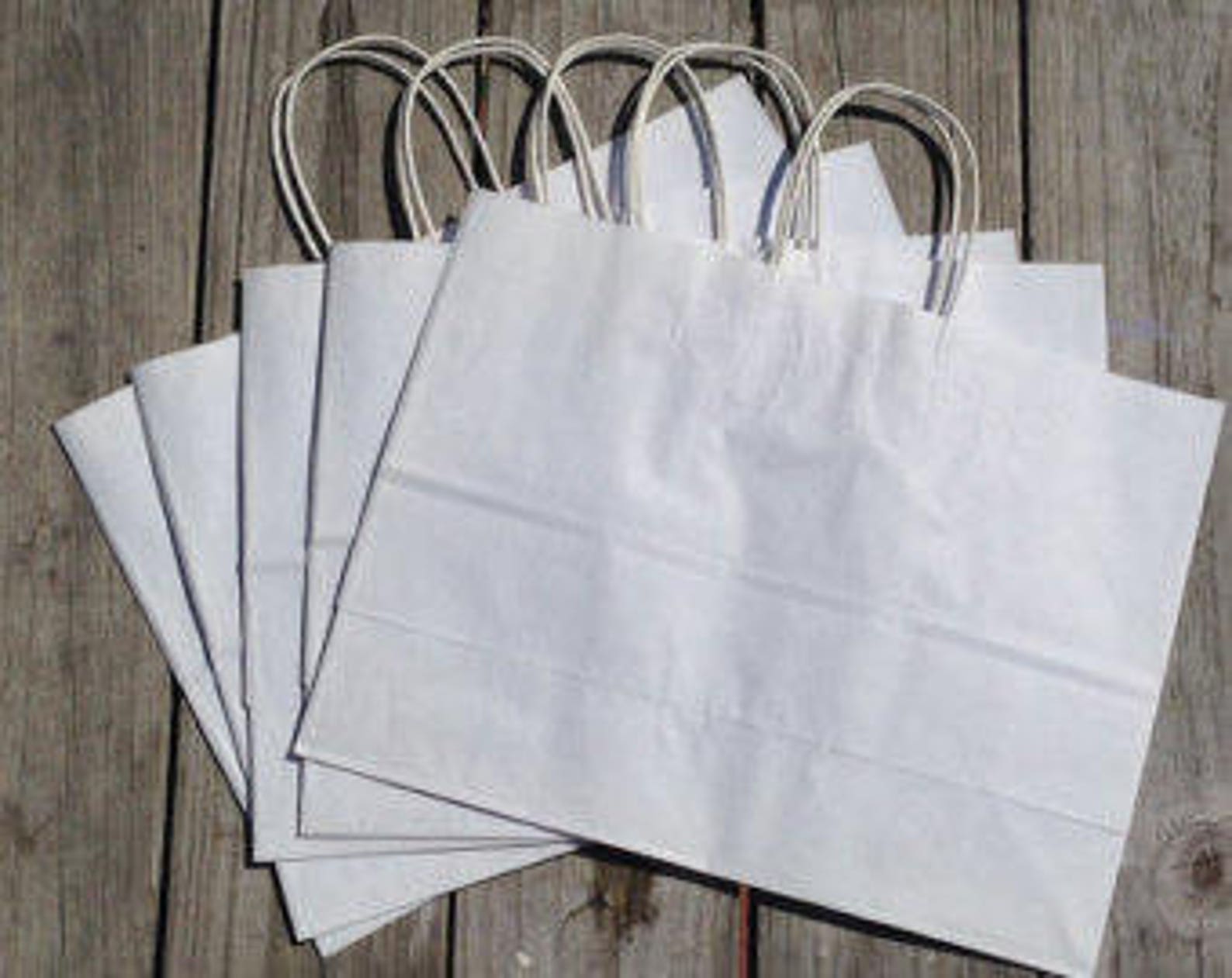 50 Pack - White Kraft Paper Handle Bags (16x6x12) - Etsy