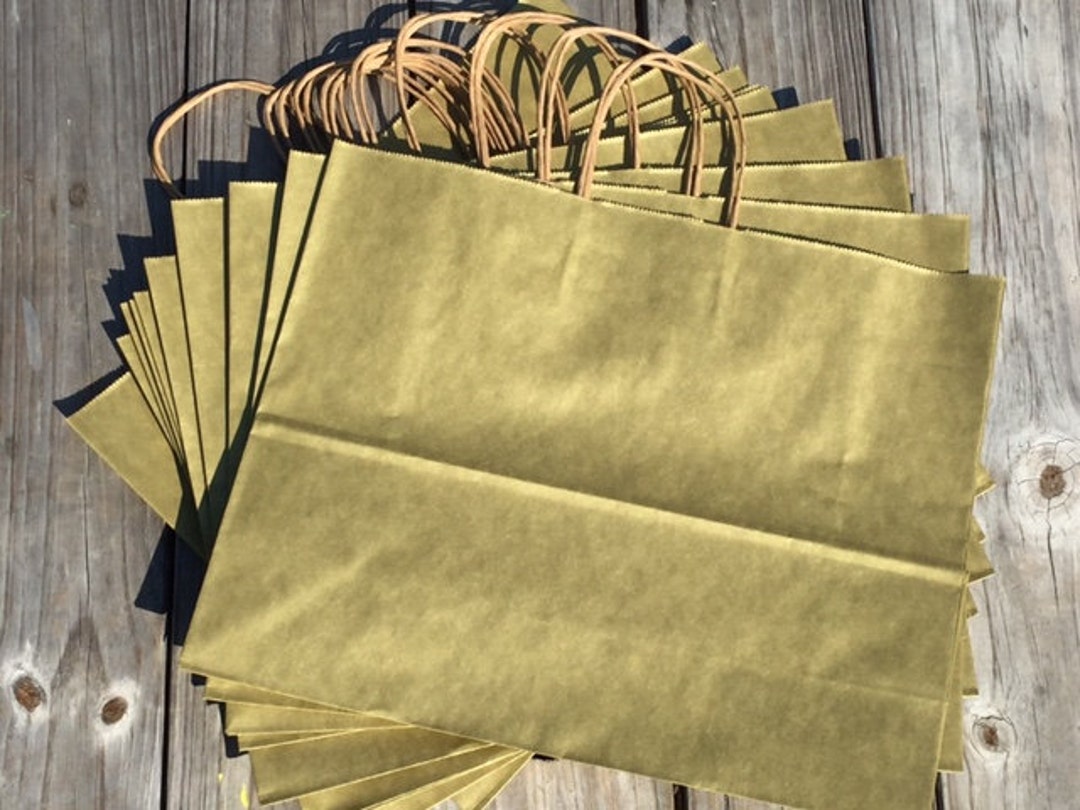 20 Pack- Metallic Gold Kraft Shopping Bag 16"x6"x12" - Etsy