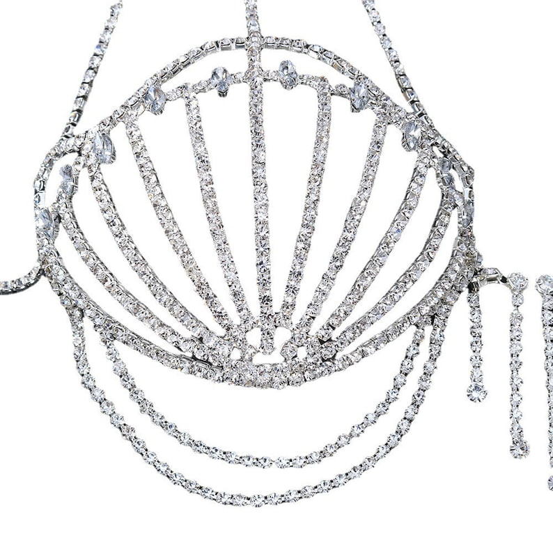 Mode Strass BH Kette Harness für Frauen Kristall Brust Kette Bikini ...
