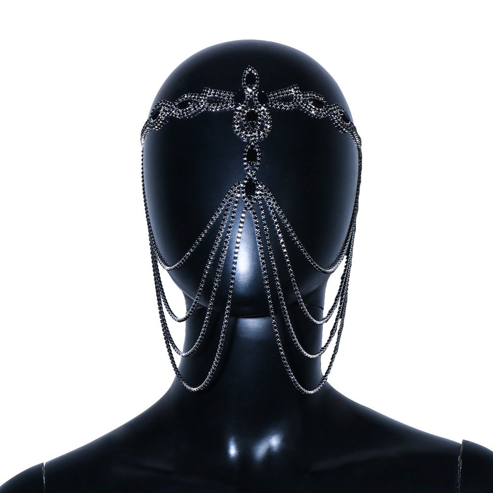 Black Rhinestones Tassel Mask Chain,chain Masquerade Mask,rhinestone ...