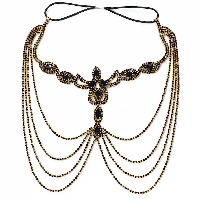 Black Rhinestones Tassel Mask Chain,chain Masquerade Mask,rhinestone ...