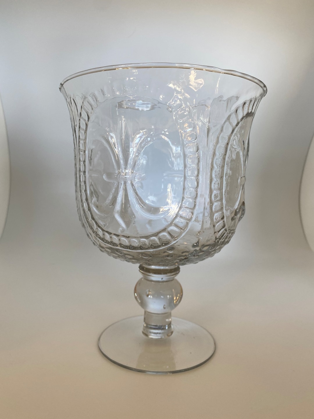 Zrike Glass Renaissance Pattern Vase Compote Rock or Shell Display - Etsy