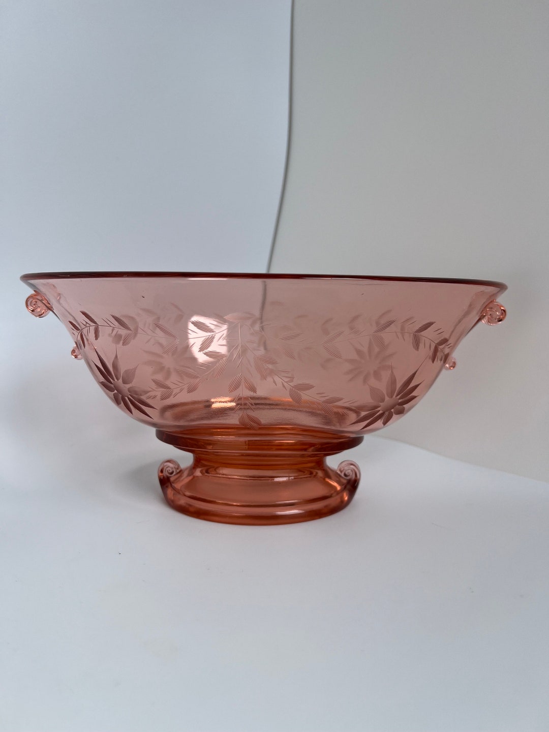 Imperial Glass Etched Rose Pink Depression Glass Bowl - Etsy
