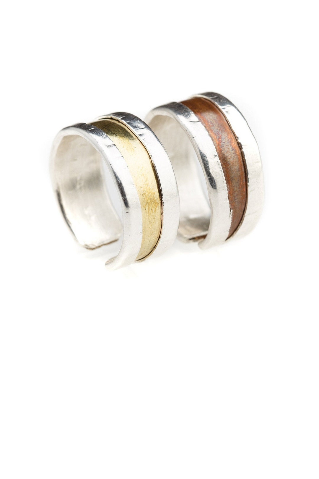Bicolor Double Metal Ring - Etsy