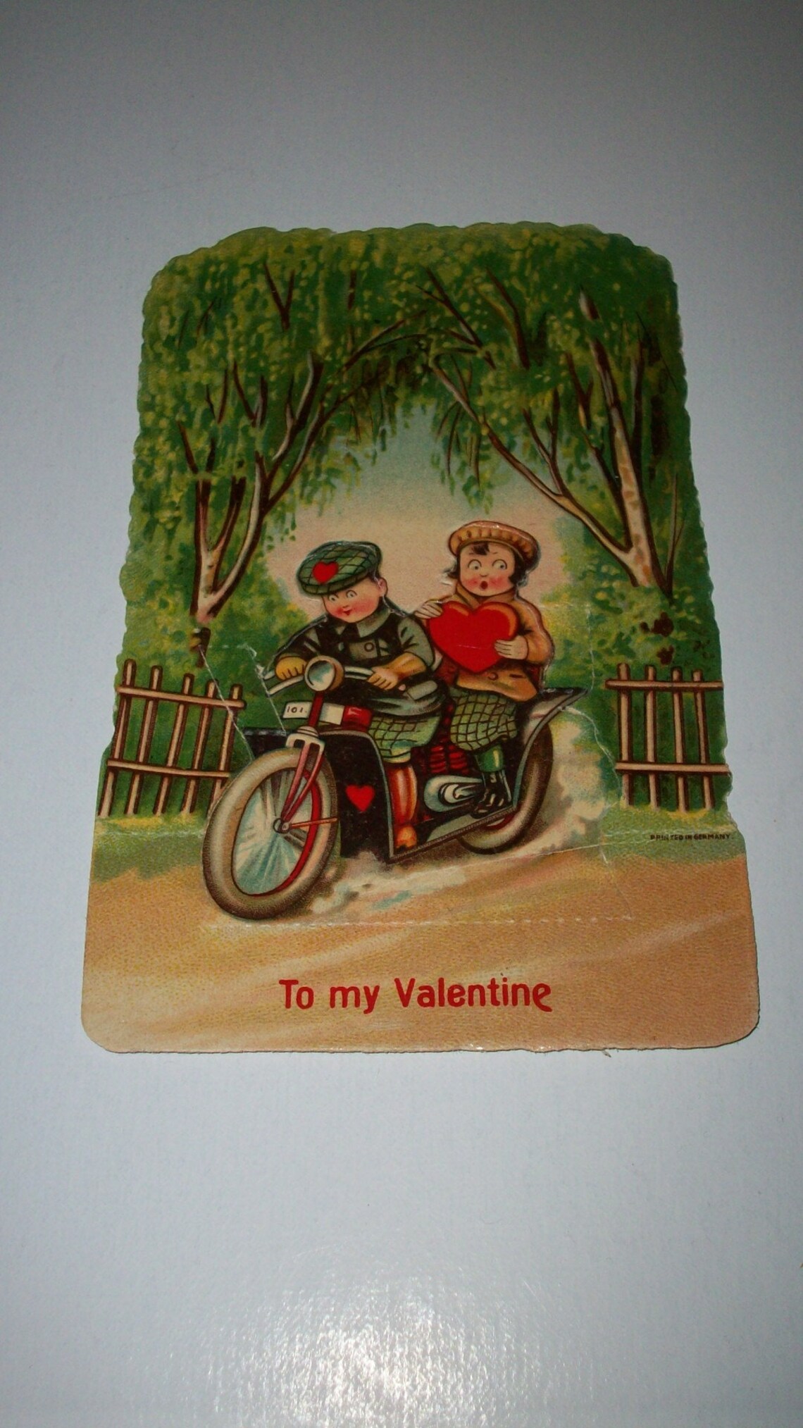 30s Motorcycle Valentine Card Die-cut Stand-up - Etsy