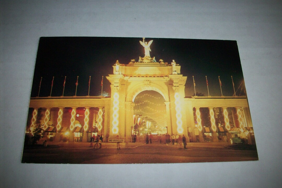70s CNE Postcard Prince's Gate at Night Canadian National - Etsy