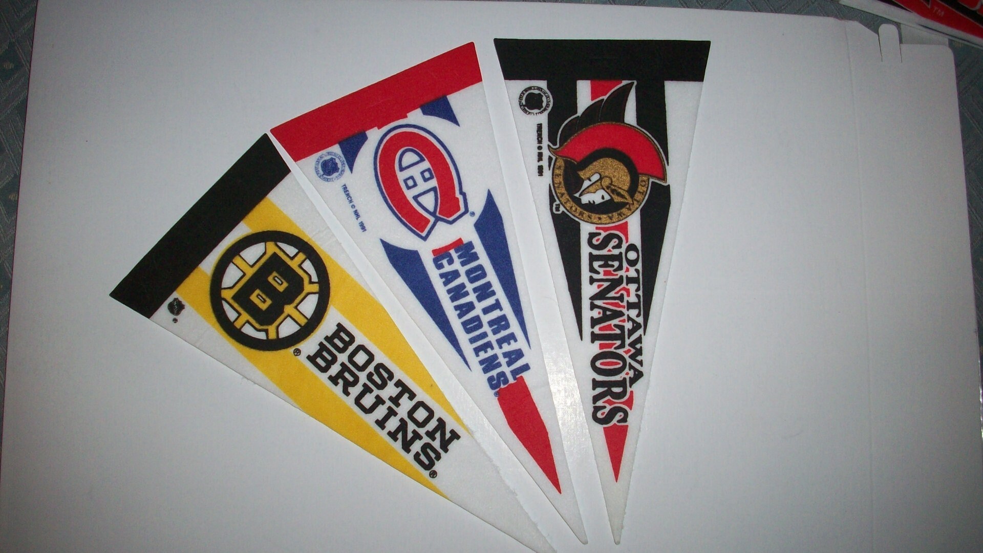 90s NHL Mini Pennants Eastern Conference Set of 13 4x9 Hockey Pennants ...