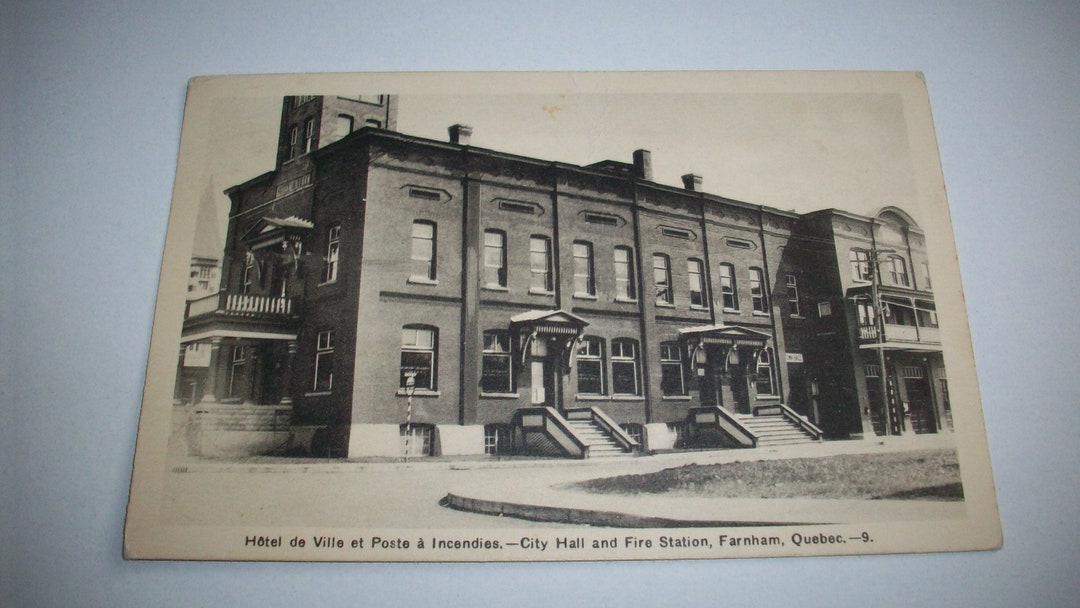 40's Quebec Postcard City Hall and Fire Station Farnham Quebec - Etsy