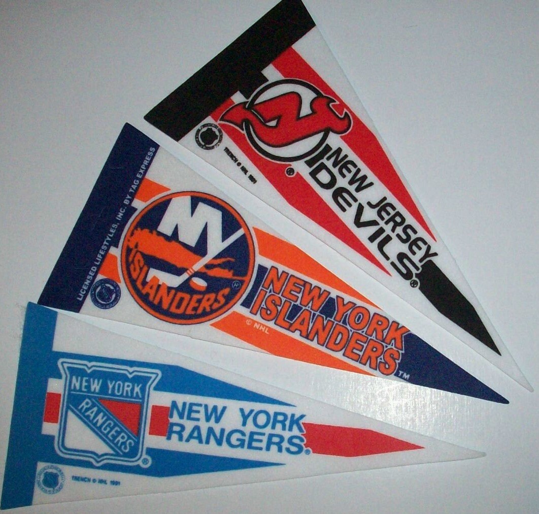 90s NHL Mini Pennants Eastern Conference Set of 13 4x9 Hockey Pennants ...
