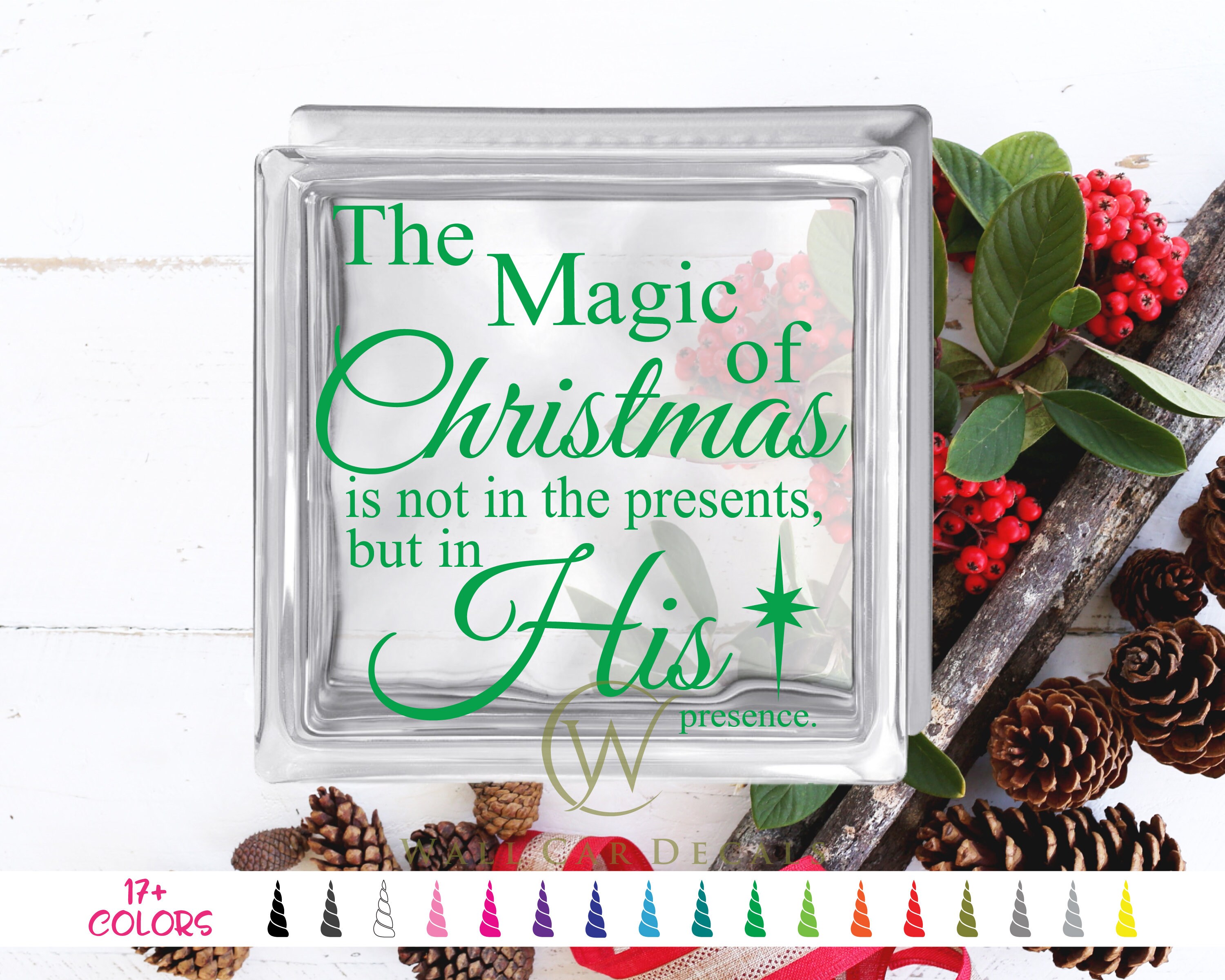 Glass Block Decals Magic of Christmas His Presents Presence DIY ...