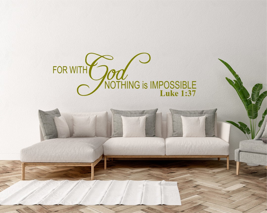 Luke 1:37 Decal, Bible Wall Decal, Scripture Wall Decal, Christian Wall ...