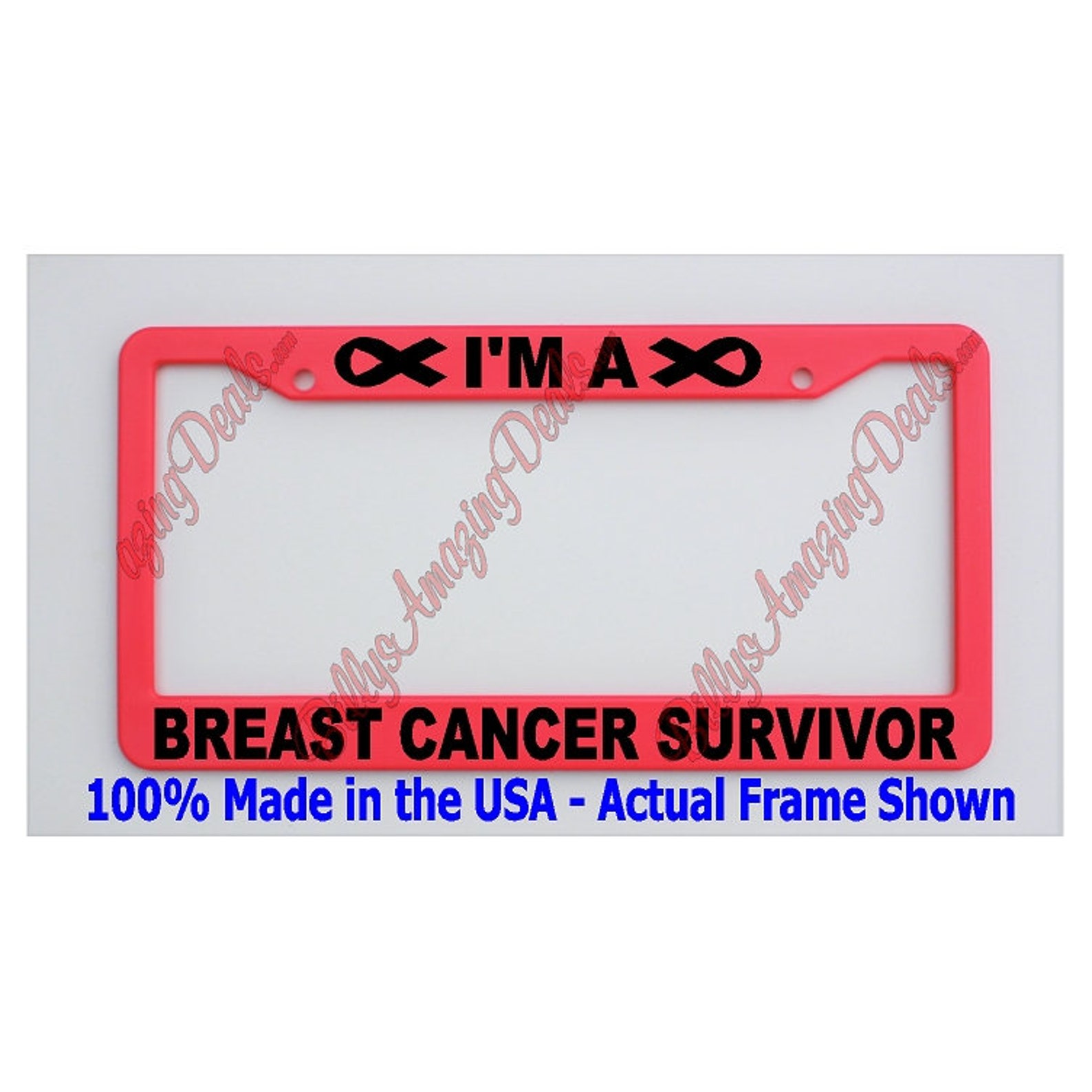 Breast Cancer Survivor License Plate Frame Flat Black White - Etsy