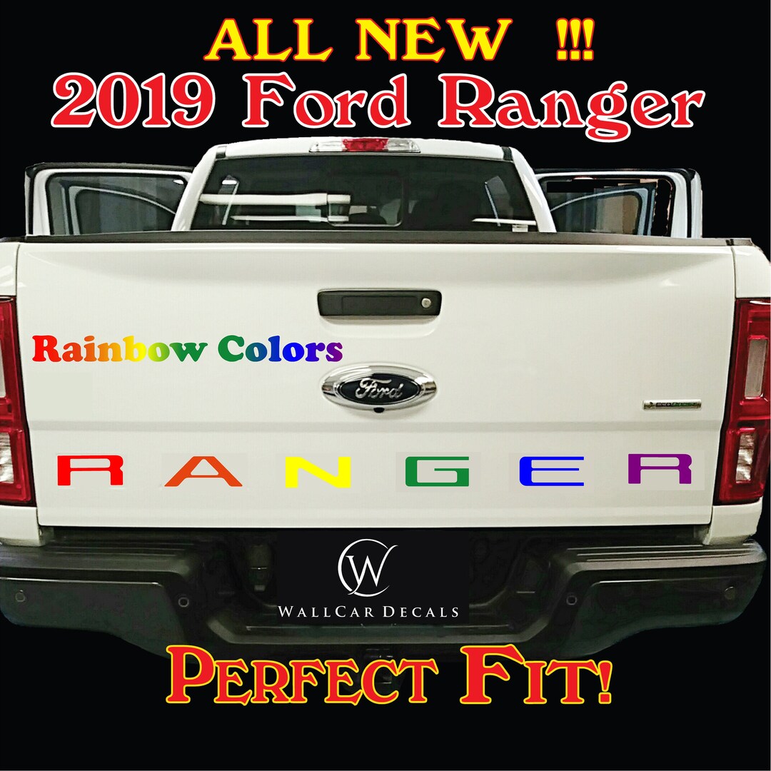 Tailgate Insert Letter Decals for 2019 Ford Ranger Truck Custom Rainbow ...