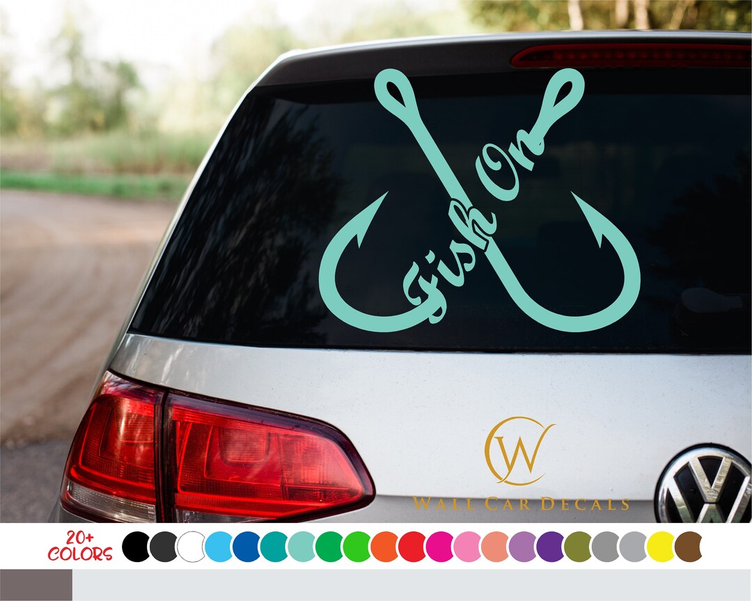 Fish on Car Window Decal, Fishing Hook Sticker, Fisherman Gift Decal ...
