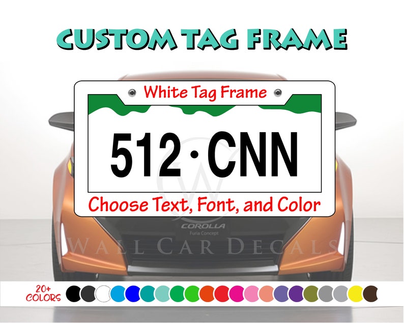 White Custom License Plate Frame Personalized Text - Etsy