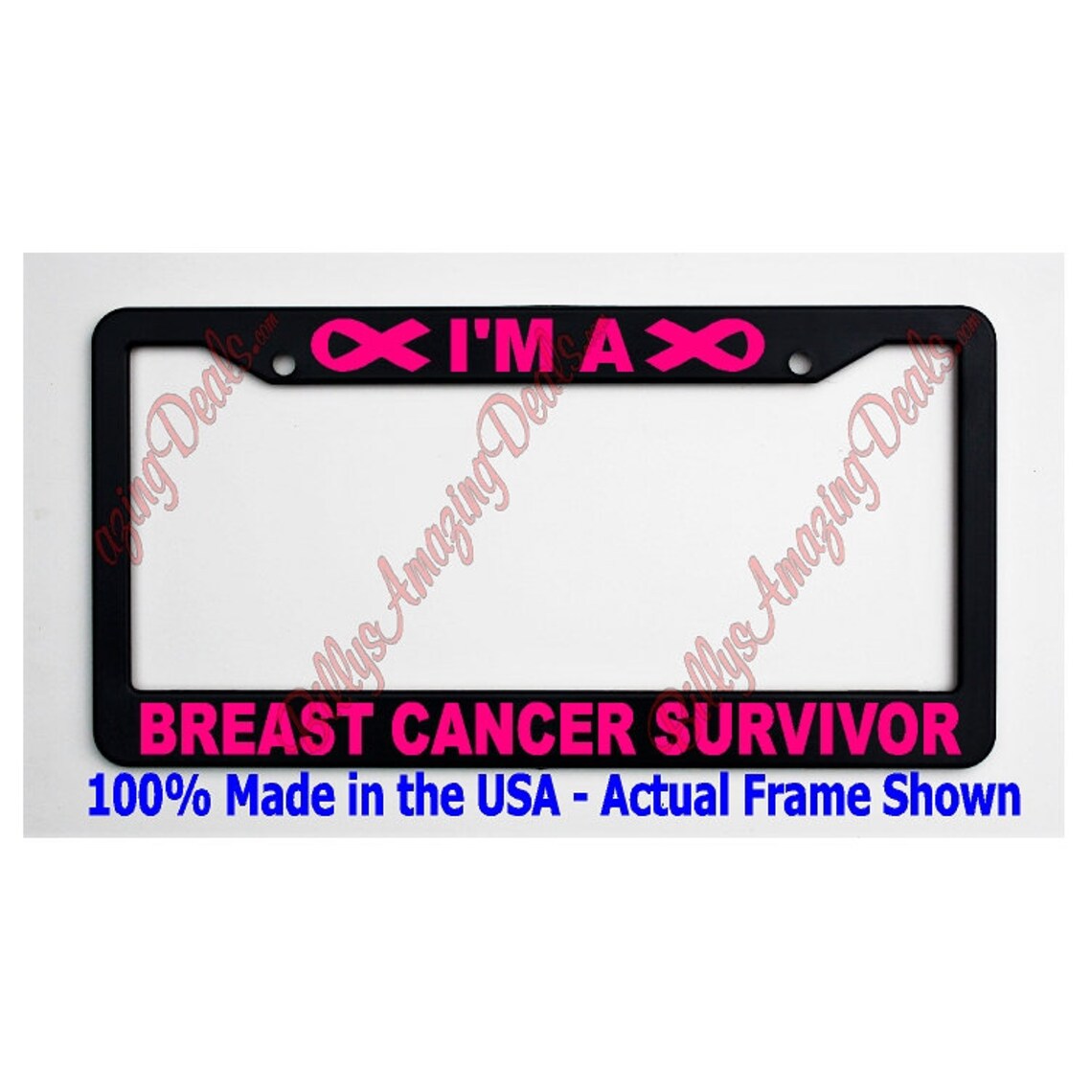 Breast Cancer Survivor License Plate Frame Flat Black White - Etsy