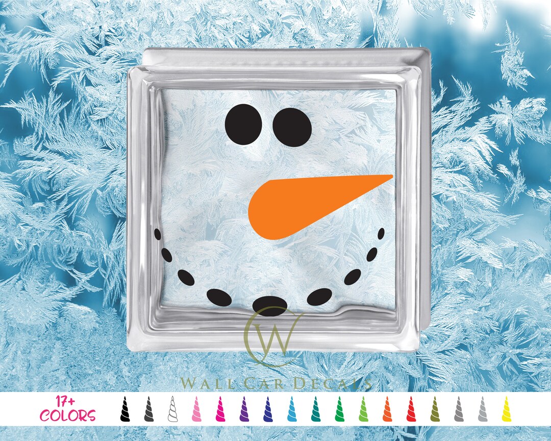 Snowman Decal, Glass Block Decals, Snowman Sticker, DIY Christmas ...