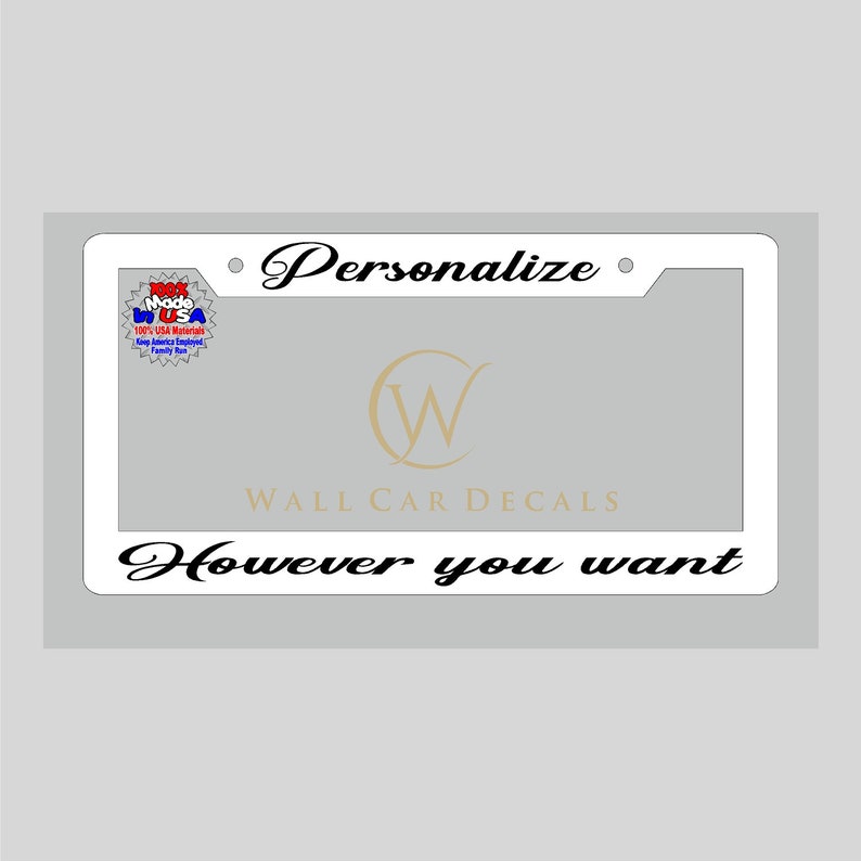 White Custom License Plate Frame Personalized Text - Etsy
