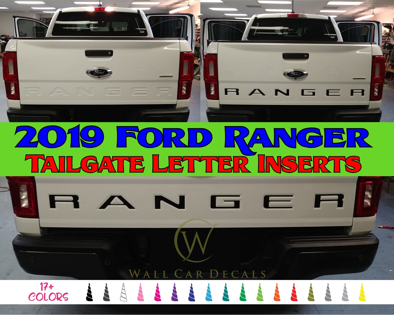 Tailgate Insert Letter Decals for 2019 Ford Ranger Truck Custom Stamped ...