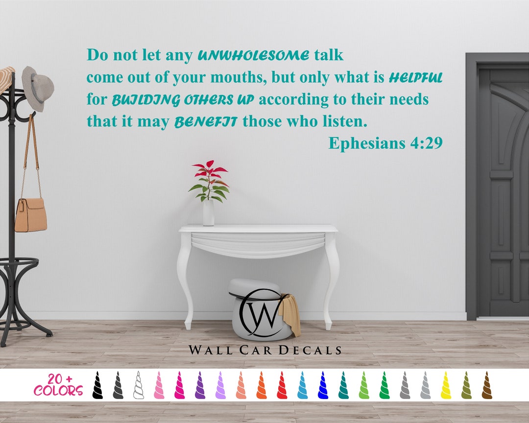 Ephesians 4:29 Bible Scripture Verse Vinyl Wall Decal God Decoration ...