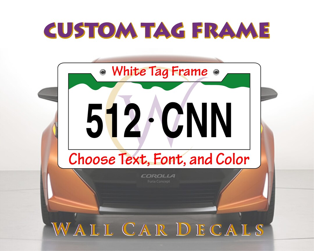White Custom License Plate Frame | Personalized Text |customized ...
