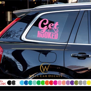 Get Hooked Fishing Car Decal, Fishing Jeep Decal, Fisherman Gift, Car ...