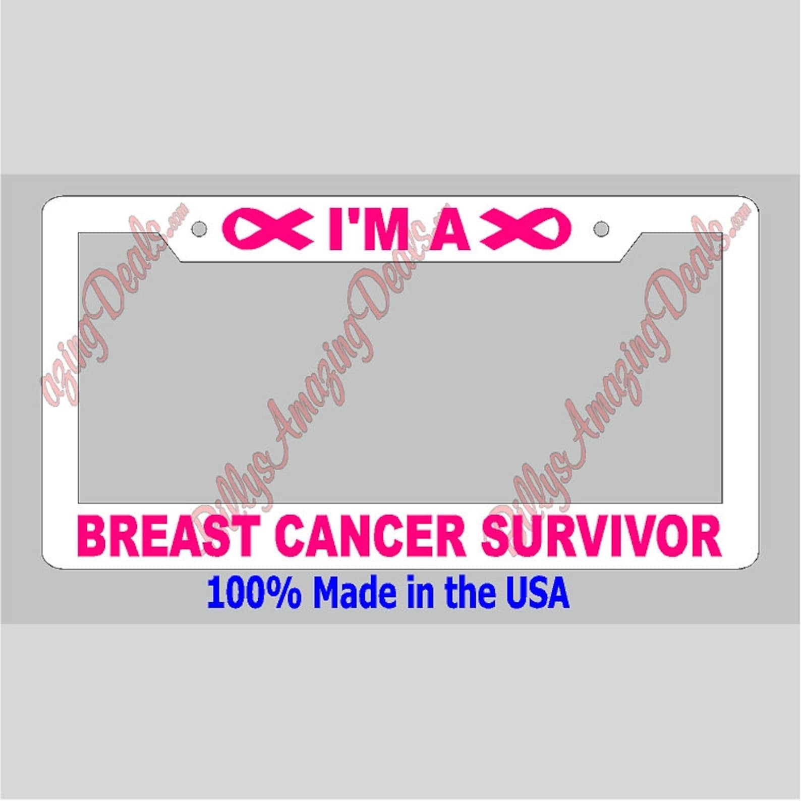 Breast Cancer Survivor License Plate Frame Flat Black White - Etsy