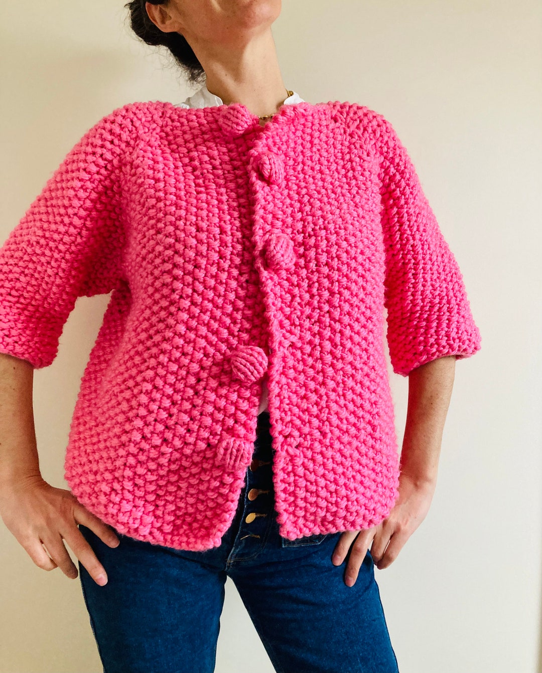 Chunky Knit Jacket Pattern Instant Download, Hand Knitted Cardigan Easy ...
