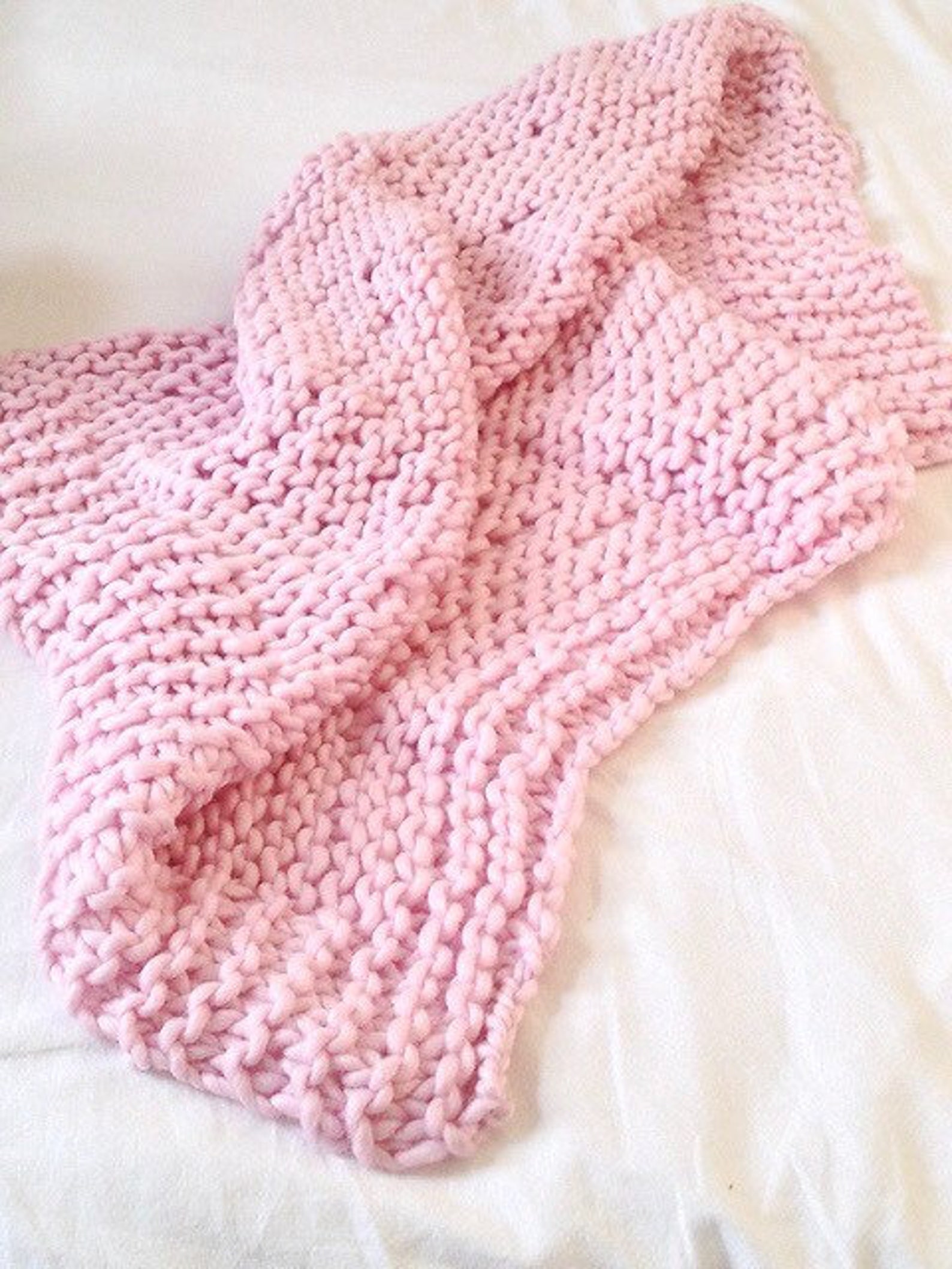 Baby Blanket Pattern, DIY, Chunky Knit Blanket Knitting Pattern, Super ...