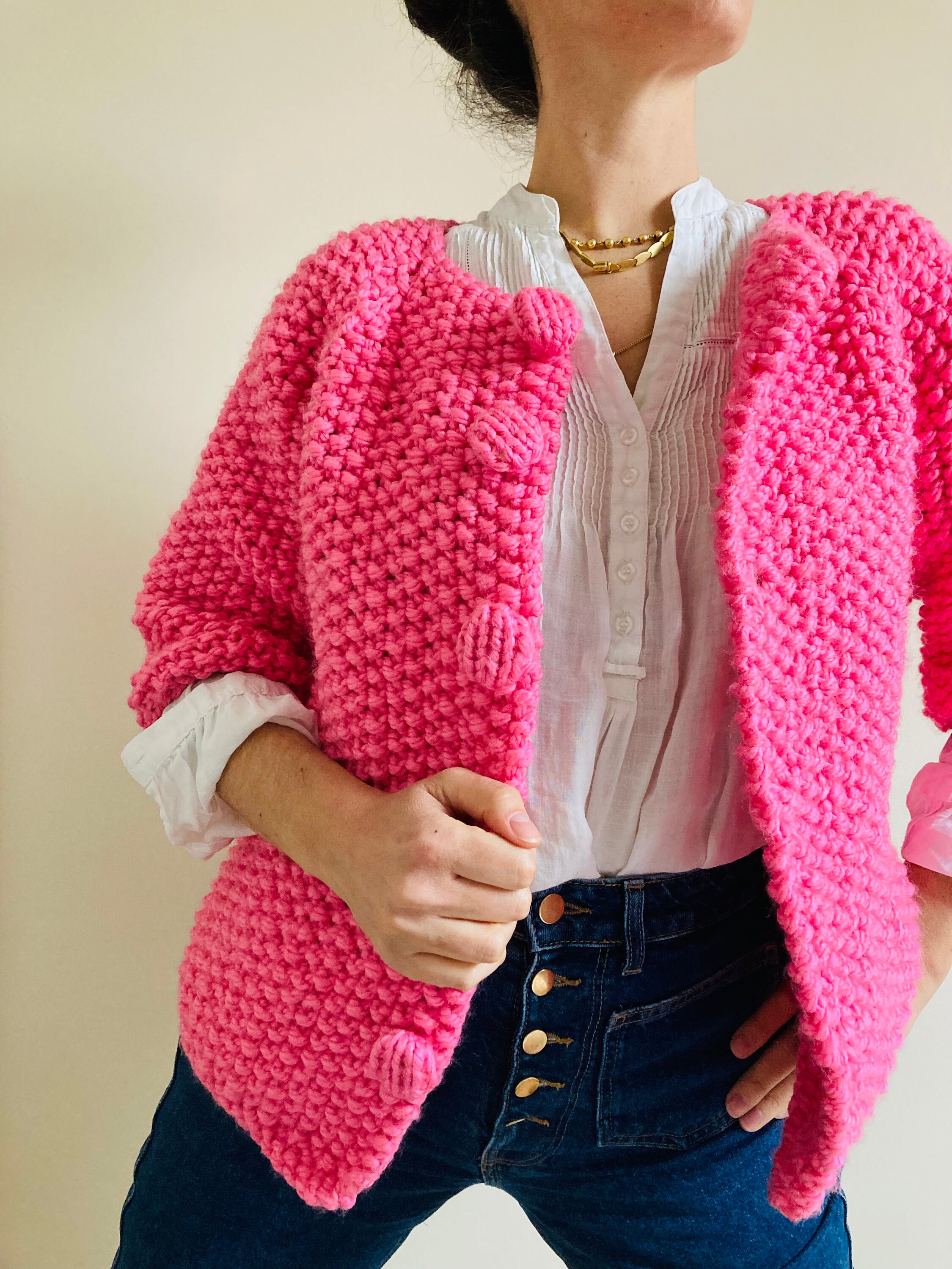 Chunky Knit Jacket Pattern Instant Download, Hand Knitted Cardigan Easy ...