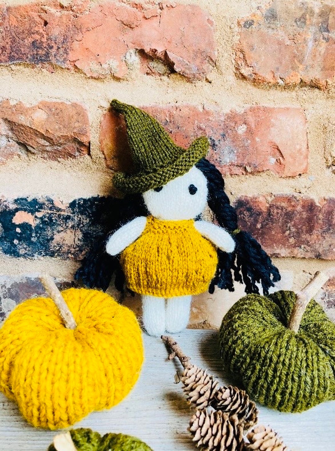 Knitted Halloween Witch Doll Decor Knitting Pattern - Halloween Knitted ...