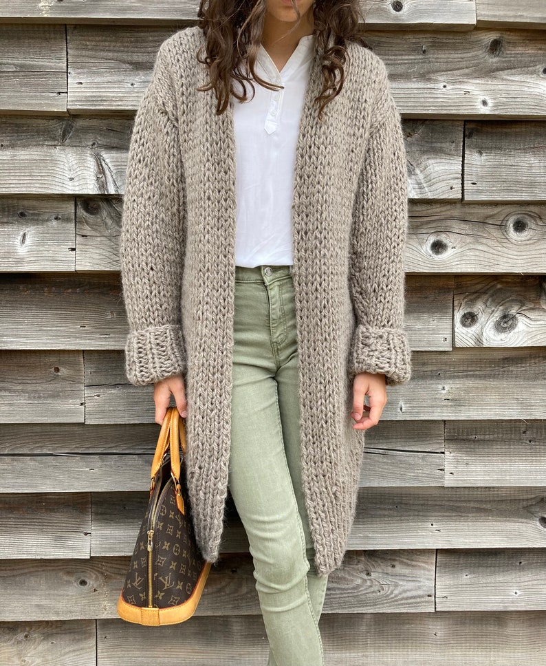 Long Chunky Cardi Knitting Pattern Instant Download Big Sizes - Etsy