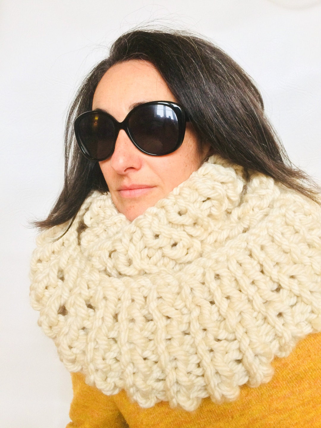 Big Knit Scarf, Knit Infinity Scarf Pattern, PDF Bulky Knitting Pattern ...