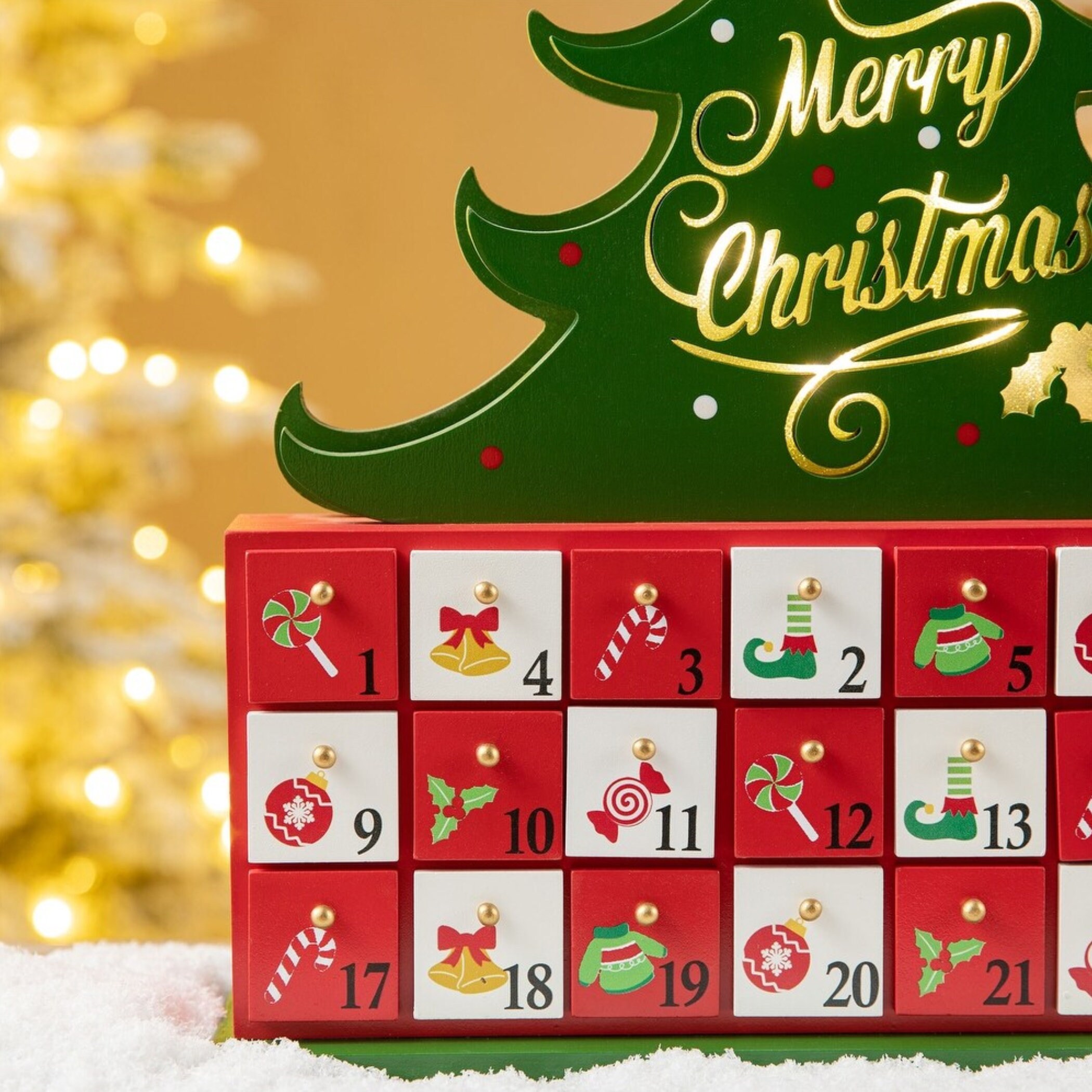 Christmas Tree Countdown Calendar, Christmas Advent Calendar, Wooden ...