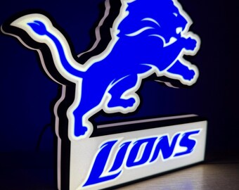 Detroit Lions Fan Art W/ LED Authentic Bold Floating Fan Art Tributes ...