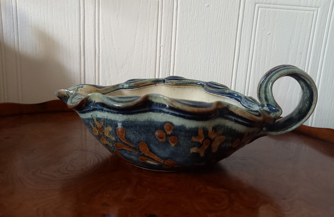 Vintage John Calver Studio Pottery Jug Denim Blue Rich Brown - Etsy