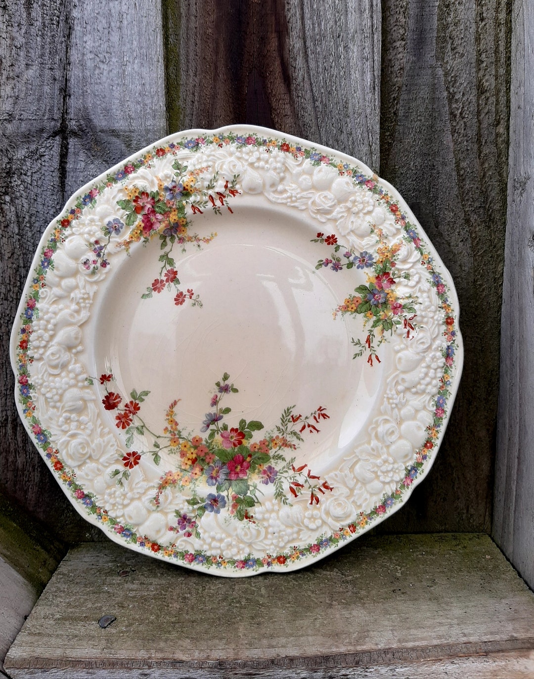 Vintage 1930's Crown Ducal Chatham Hand-painted Creamware Salad or Side ...