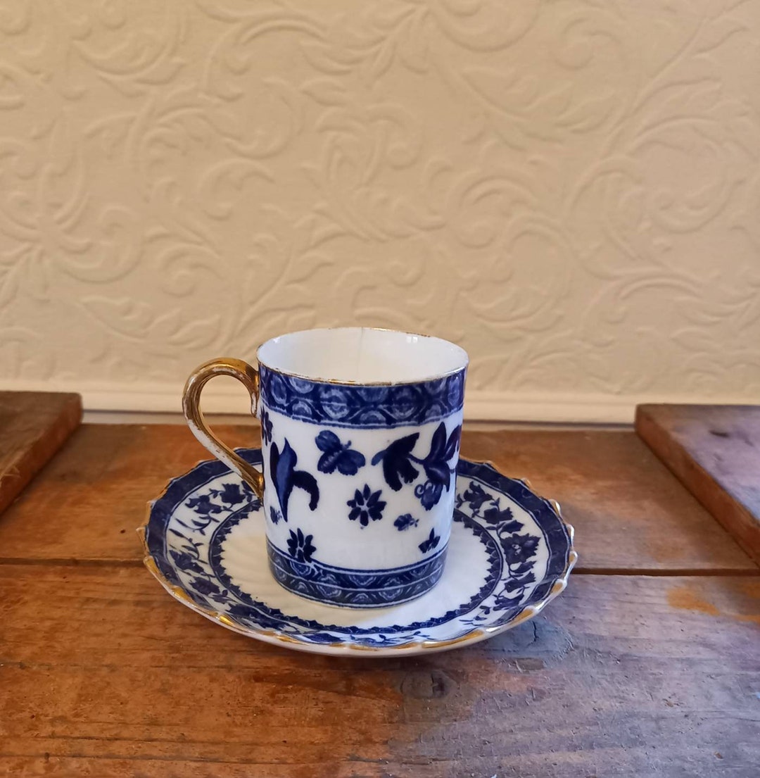 Small Rare Vintage Copeland Blue and White Flow Blue Floral Ceramic ...