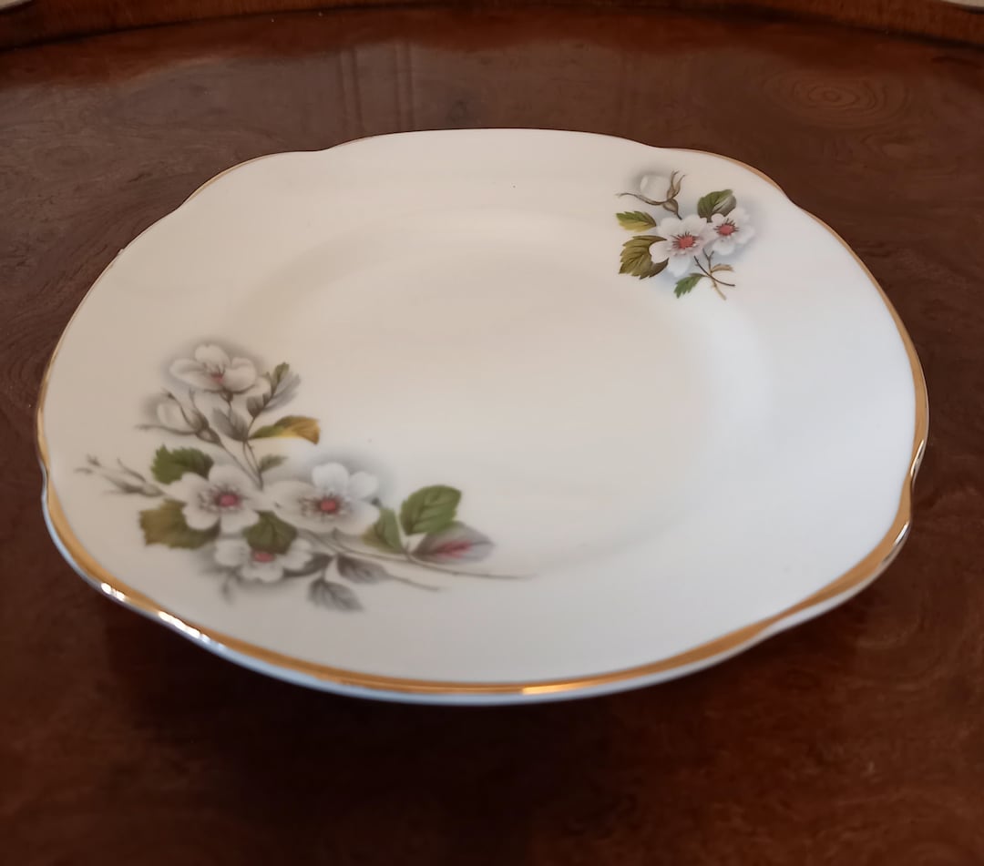 Vintage Duchess White Wild Rose Cake Dessert Plate - Etsy