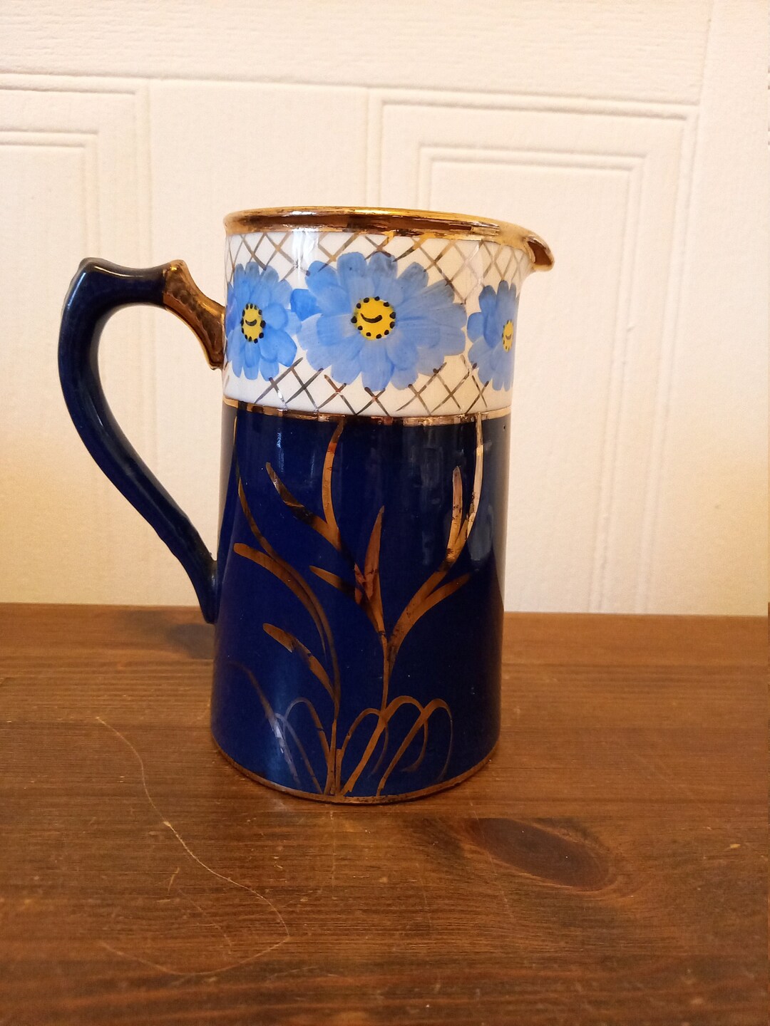Antique Aesthetic Cobalt Blue Cornflower Ceramic Jug - Etsy