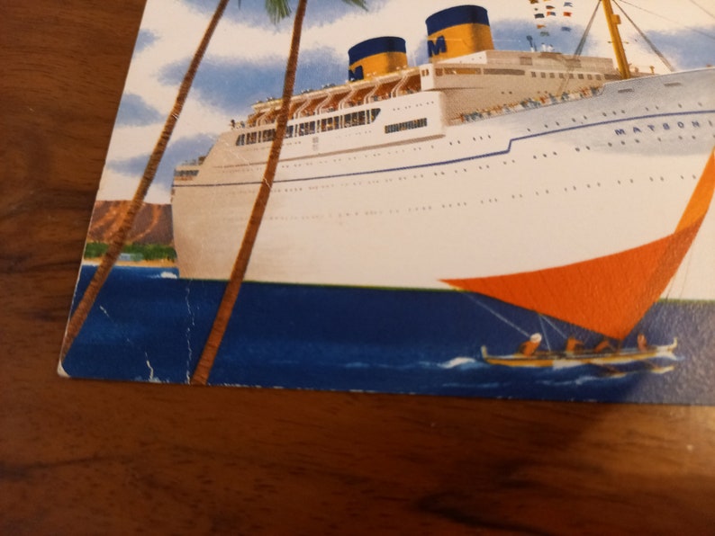 Vintage 40's Lithograph Matson Lines Matsonia Luxury Liner Cruise Ship ...
