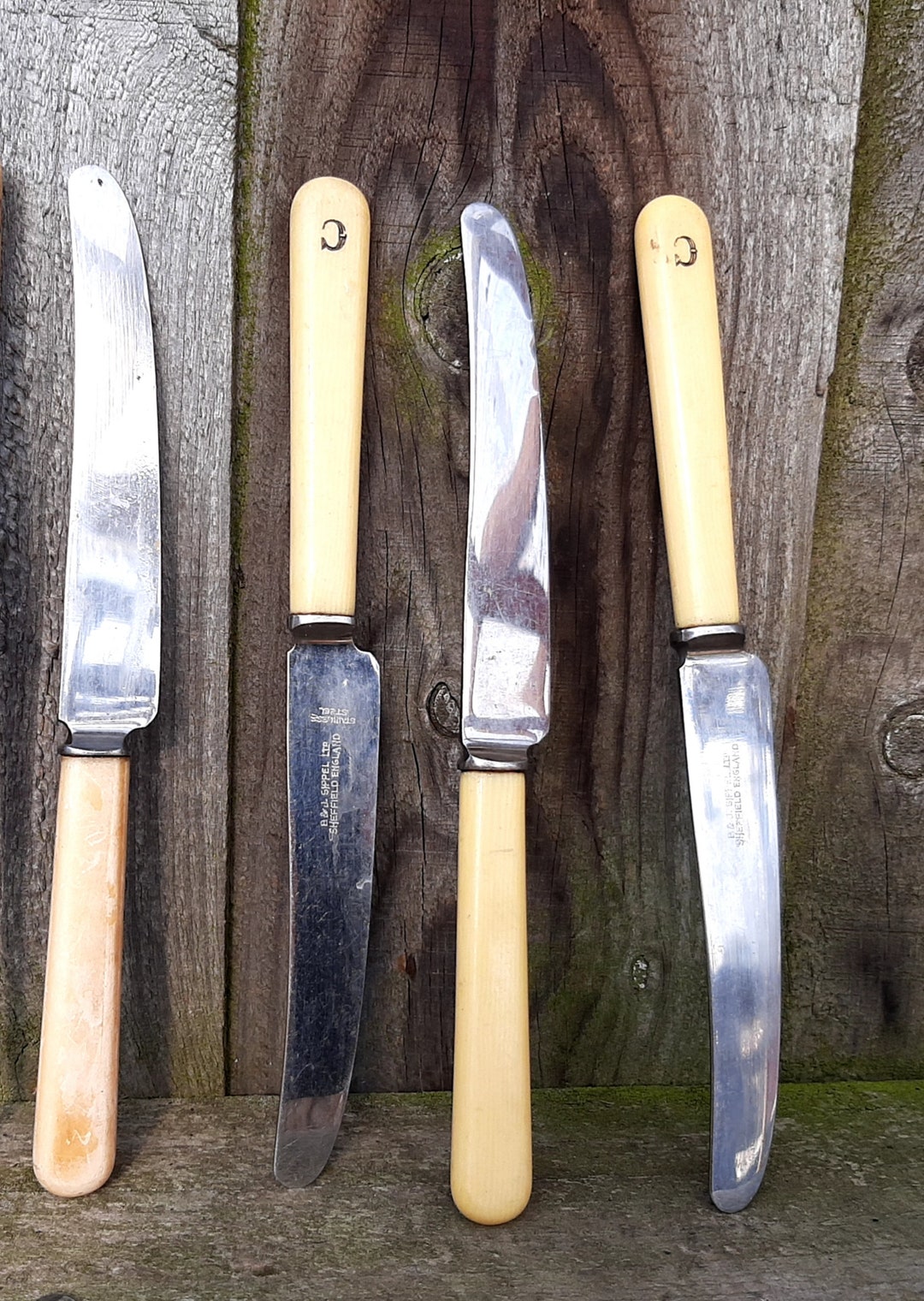 Antique Rustic Farmhouse Cottage Chic Sipple Butter Knives Ornate Eps ...