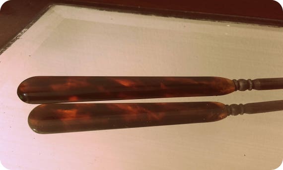 Antique Faux Tortoise Shell Button Hook Corset Hook M… - Gem