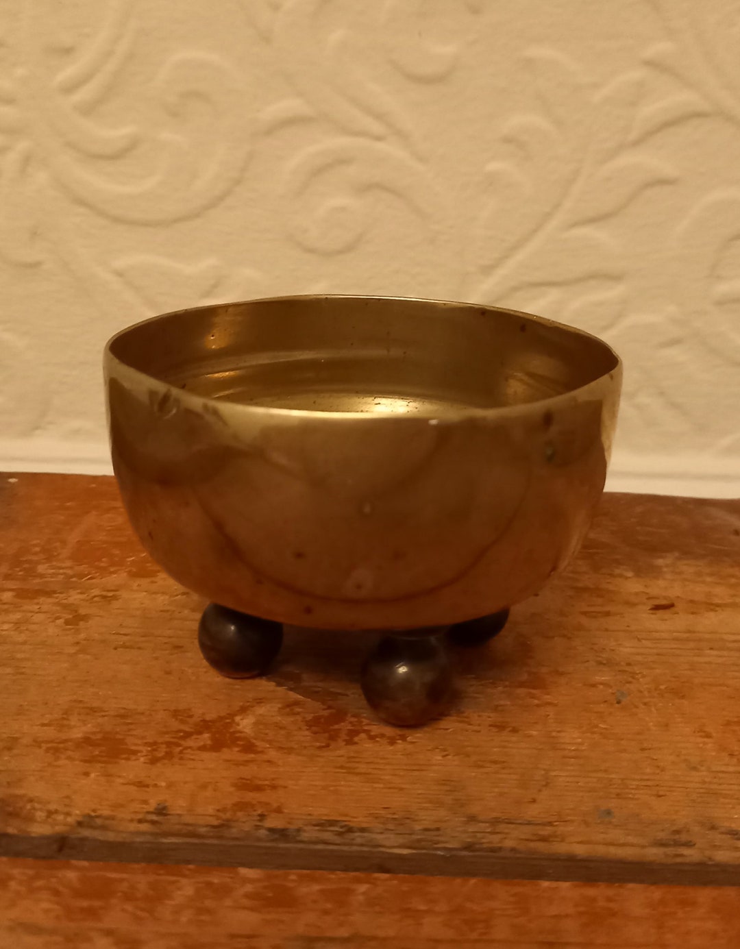 Antique Rustic Brass Cauldron Shaped Footed Dish - Etsy