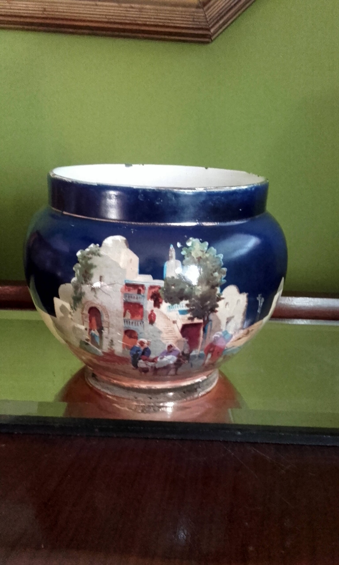 Antique Ceramic Egyptian Desert Scene Porcelain Bulb Bowl Stenciled ...