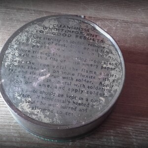Vintage Rustic Metal Fluxite Soldering Paste Flux Tin Made in England ...
